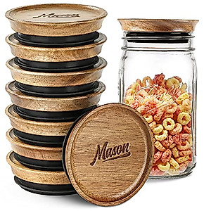 8 Pack Wide Mouth Wooden Storage Lids for Ball,Kerr Jars,Food Grade Material,100% Fit & Airtight for Wide Mouth Jars