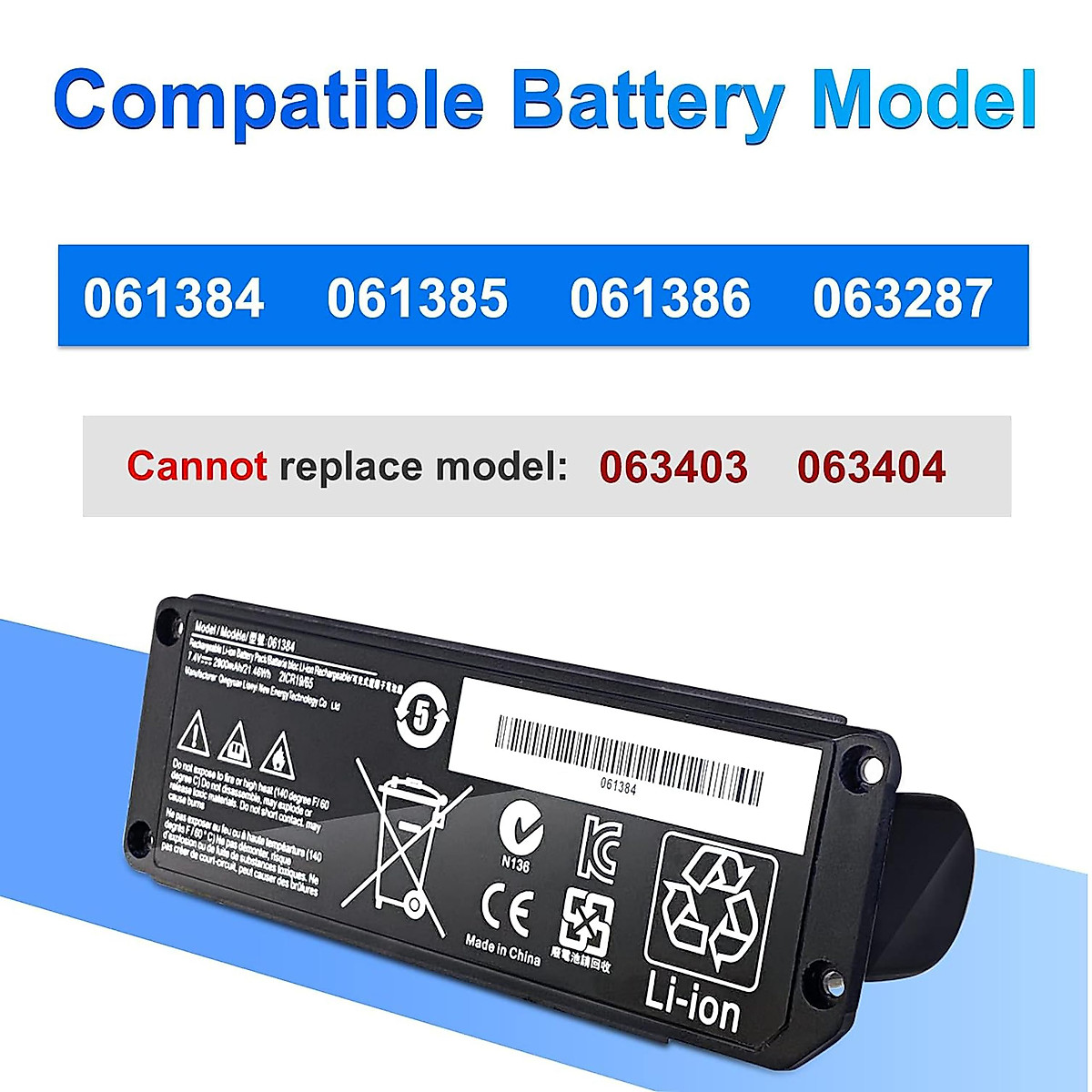 Emaks 7.4V,21.46Wh 061385 Battery 061384 061386 063287 for Bose Soundlink Mini I/Mini one/Mini Gen 1 Bluetooth Speaker US Version bateria para 413295 61385 61384 61386 63287