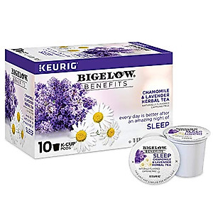 Bigelow Tea Benefits, Sleep Chamomile and Lavender Herbal Tea Keurig K-Cup Pods, Box of 10, Caffeine Free