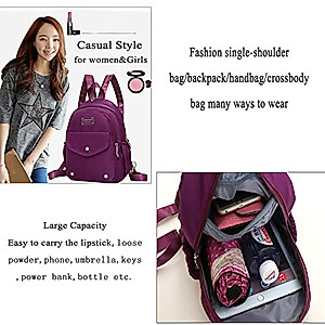 Gkaikpe Mini Backpack Purse, Backpack for Women Multi-purpose Backpack with Most Pockets Shoulder Bag Small Casual Daypacks for Girls Cute Ladies Hobo Bags Crossbody Bag in 3 Ways to Carry,Dark Purple