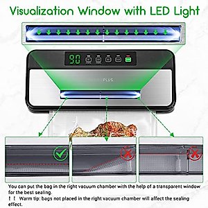 INKBIRD Food Vacuum Sealer Machine, Sealing-Time Countdown& Viewable Window, Automatic Food Sealer, Built-in Cutter and Roll Storage(Up to 20ft), One-Touch Moist Modes for Seasoned Meat, 5-Modes for Daily Need, LED Indicator, Starter Kit with Vacuum Seale