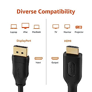 Amazon Basics Uni-Directional DisplayPort to HDMI Display Cable 4K@30Hz - 6 Feet