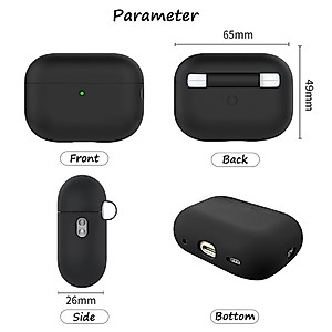 Airpods Pro 2 Case Soft Silicone Protective Case Cover Compatible with Apple AirPods Pro 2nd Generation Case 2022 Front LED Visible (Black)