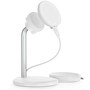 ESR HaloLock Shift Wireless Charger, Compatible with MagSafe Charger Stand, 2 Charging Modes, Detachable Fast Charging Pad, for Caseless iPhone 14/13/12 Series Phones and Magnetic Cases, White