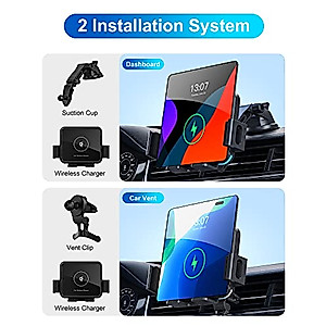 3 Coils Wireless Car Charger Mount for Galaxy Z Fold 4 Car Mount Fold 3 Car Accessories, Fast Charging Phone Mount for Car for Galaxy Z Fold 4/3/2/S22 Ultra,iPhone 14 Pro Max,Google Pixel 6 Pro