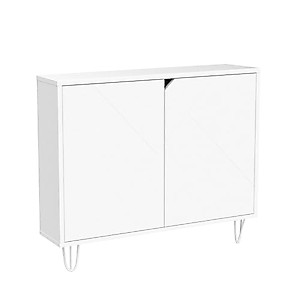 Nexera 132203 Slim 2-Door Storage Accent Cabinet, Floating and Wall Mount Bar, White