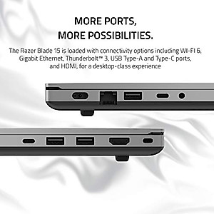 Razer Blade 15 Base Gaming Laptop 2020: Intel Core i7-10750H 6-Core, NVIDIA GeForce RTX 2070 Max-Q,15.6" 4K OLED,16GB RAM,512GB SSD, CNC Aluminum,Chroma RGB,Thunderbolt 3,Creator Ready, Mercury White