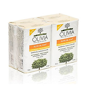Olivia Olive Beauty: Olivia Olive Oil Face & Body Bar Soap, with Lemon Verbena Extract, 100% Pure Olive Oil, from Greece, 4/4 oz Pack