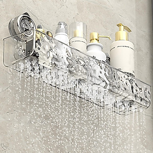 JENPECH Suction Cup Shower Caddy, Clear Wall Caddy Bathroom Shower Organizers and Storage, Corner Shower Caddy No Drilling for Kitchen Bathroom Hotel Wall Organizers Clear 1