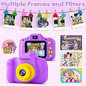 PROGRACE K1 Kids Digital Camera, Purple with 32GB Card, Unisex