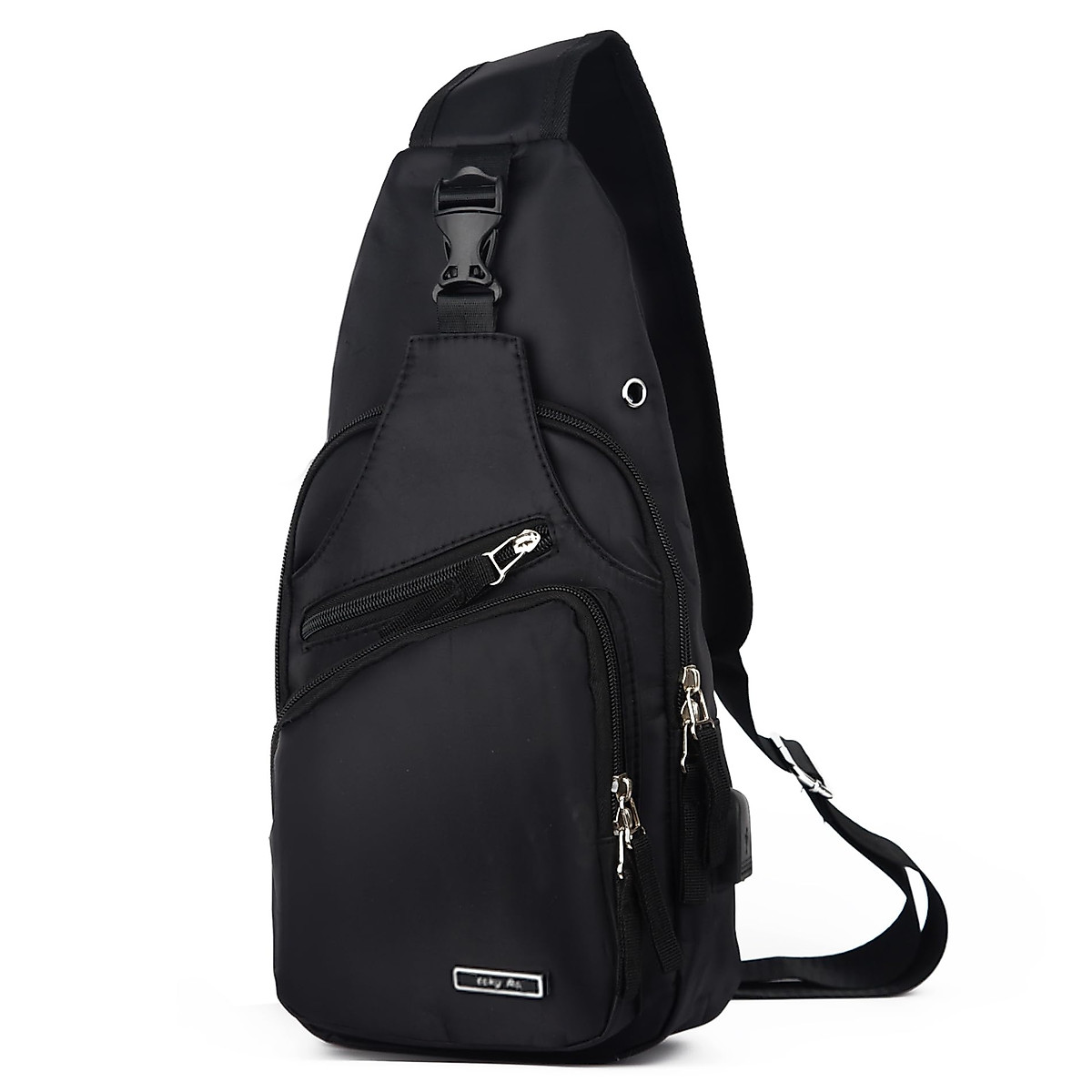 Suyzufly Crossbody Sling Backpack for Men Women Anti Theft Multipurpose Chest Shoulder Bag with USB Charging Port Black