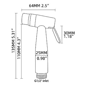 Tecmolog 2 Functions Bidet Toilet Sprayer Head Stainless Steel Bathroom Diaper Sprayer for Personal Hygiene, Chrome, WS024AD