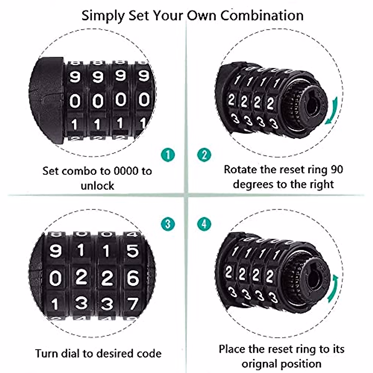 M-Wave 4 Digit Armored Lock (Black, 18 x 800mm)