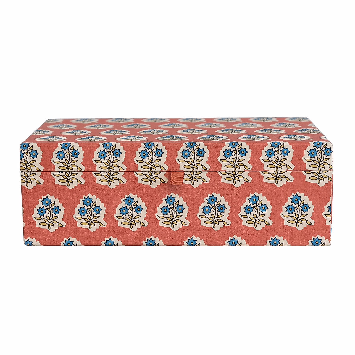 Creative Co-Op Fabric Covered Jewelry Box with Floral Pattern and Interior Mirror, Multicolor