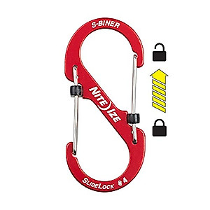 Nite Ize LSBA4-10-R6 S-Biner SlideLock Dual Locking Carabiner, Size #4, Red