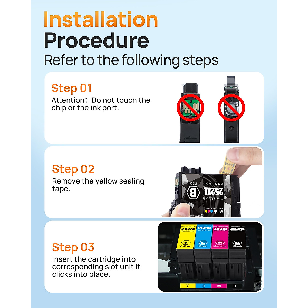 E-Z Ink (TM Remanufactured Ink Cartridge Replacement for Epson 252XL 252 XL T252XL120 to use with Workforce WF-7110 WF-7720 WF-7710 WF-3620 WF-3640 (1 Large Black, 1 Cyan, 1 Magenta, 1 Yellow) 4 Pack