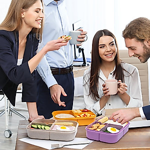 Bento Box,Bento Lunch Box for Kids and Adults, Leakproof Lunch Containers with 3 Compartments, Lunch box Made by Wheat Fiber Material(White) By Itopor
