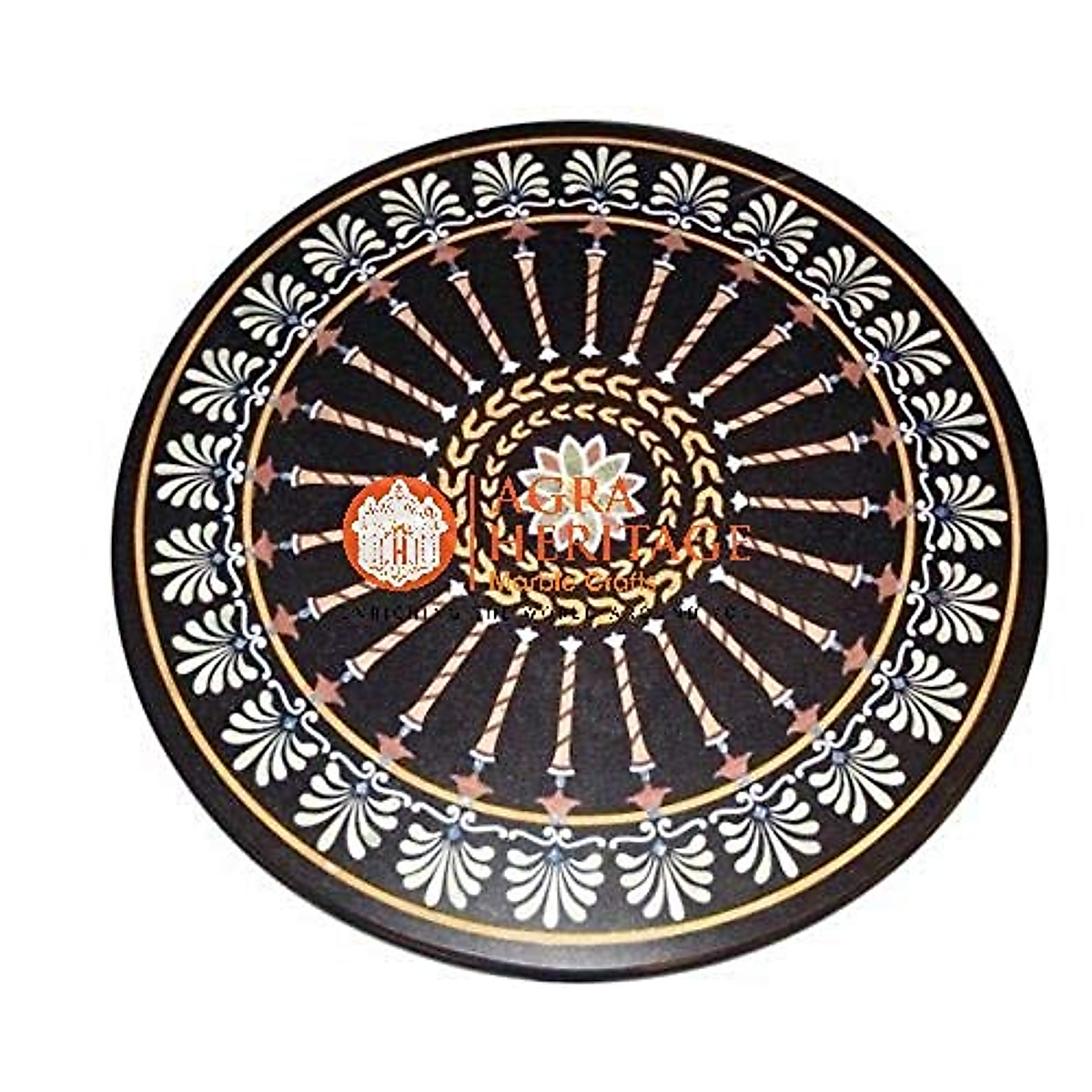 38" Inches Marble Top Dining Table Handicraft Inlay Design Decor Furniture