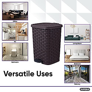 Superio Rattan Style Compact Trash Can, 3.1 Gallon, Brown