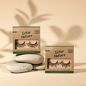 KISS Sister Nature False Eyelashes, Willow', 14 mm, Includes 1 Pair Of Lash, Contact Lens Friendly, Easy to Apply, Reusable Strip Lashes