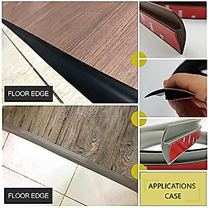 DAILISEN 6.56ft Vinyl Self Adhesive Overlap Threshold Reducer,Flooring Tile Laminate Border Transition Strip,Flat Carpet Rug Edging Strips, Fluted Saddle,Flexible Molding Trim,Stair Edging