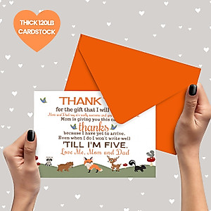 Paper Clever Party Woodland Baby Shower Thank You Cards with Envelopes Blank Notes Prefilled with Message Boys or Girls Personalize Notecards for Registry Gifts, Rustic 4x6 Stationery Set, 15 Pack