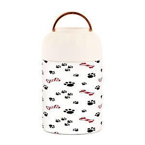 CUPADA Christmas Dog Paw Food Jar for Hot and Cold, Insulated Food Jars Vacuum 17OZ with Folding Spoon for Work Trip Picnic Camping