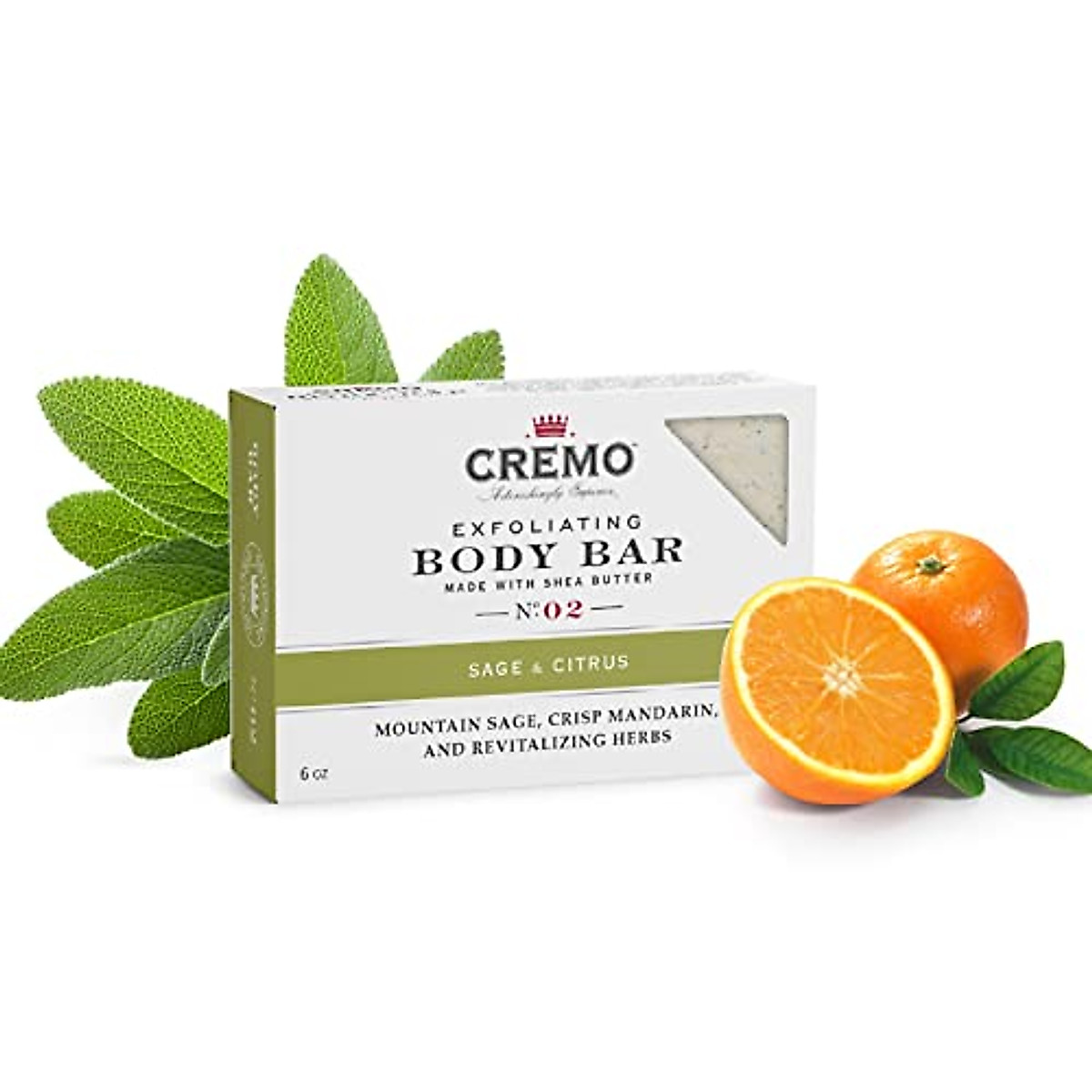 Cremo Exfoliating Body Bars Sage & Citrus - A Combination of Lava Rock and Oat Kernel Gently Polishes While Shea Butter Leaves Your Skin Feeling Smooth and Healthy (Pack of 3)