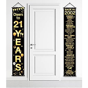 2 Pieces 21st Birthday Party Decorations Cheers to Years Banner Party Decorations Welcome Porch Sign for Years Birthday Supplies (21st-2002)