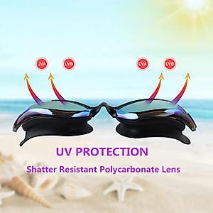 Zsling Swim Goggles, Swimming Goggles No Leaking Full Protection Adult Men Women Youth, Mirrored Anti Fog Goggles, Competitive Swim Goggles (Clear Black)