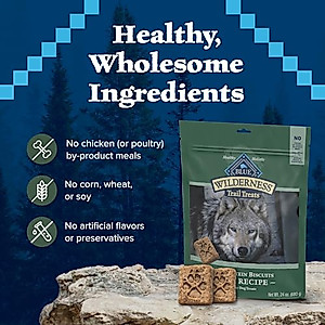 Blue Buffalo Wilderness Trail Treats High Protein Grain Free Dog Biscuits Crunchy Dog Treats, Duck Recipe, 24-oz Bag