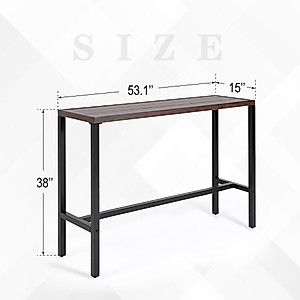 Anmutig Outdoor Bar Table 53.1 inch Counter Height Bar Metal Table with Waterproof Top for Hot Tub, Garden, Backyard, Indoor Brown