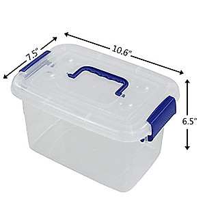 Ponpong 5.5 Quart Plastic Storage Boxes Bins Containers with Lids and Handles, 6 Packs