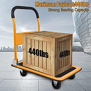 Platform Truck Hand Truck Foldable Dolly Cart for Moving Easy Storage and 360 Degree Swivel Wheels 440lbs Weight Capacity 28.7x18.5x32.3in Yellow