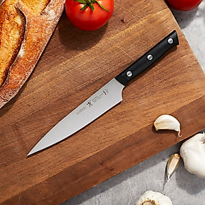 HENCKELS Dynamic Razor-Sharp 6-inch Utility Knife, Tomato Knife, German Engineered Informed by 100+ Years of Mastery, Black/Stainless Steel