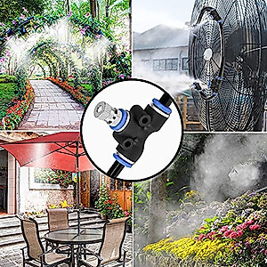 Fan Misting Kit, Outdoor Fan Misting Cooling System with 19.68 Ft Misting Line Outdoor Fan Misters for Cooling Patio Garden Greenhouse Breeze (Fan not Included)