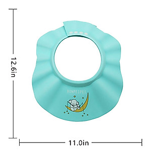 BONPEIPEI Baby Shower Shampoo Cap 2Pcs Adjustable Safety Eva Bath Visor Accessories Waterproof Soft Hair Washing Guard Bathing Hat for Girls, Boys, Infants, Kids and Toddlers-blue/green