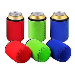 Tagvo Can Sleeves, Koozies Insulated Beer Can Sleeve Covers Easy-On Can Cooler Set of 6- Assorted Colour, Machine Washable, Durable, Neoprene with Stitched Fabric Edges
