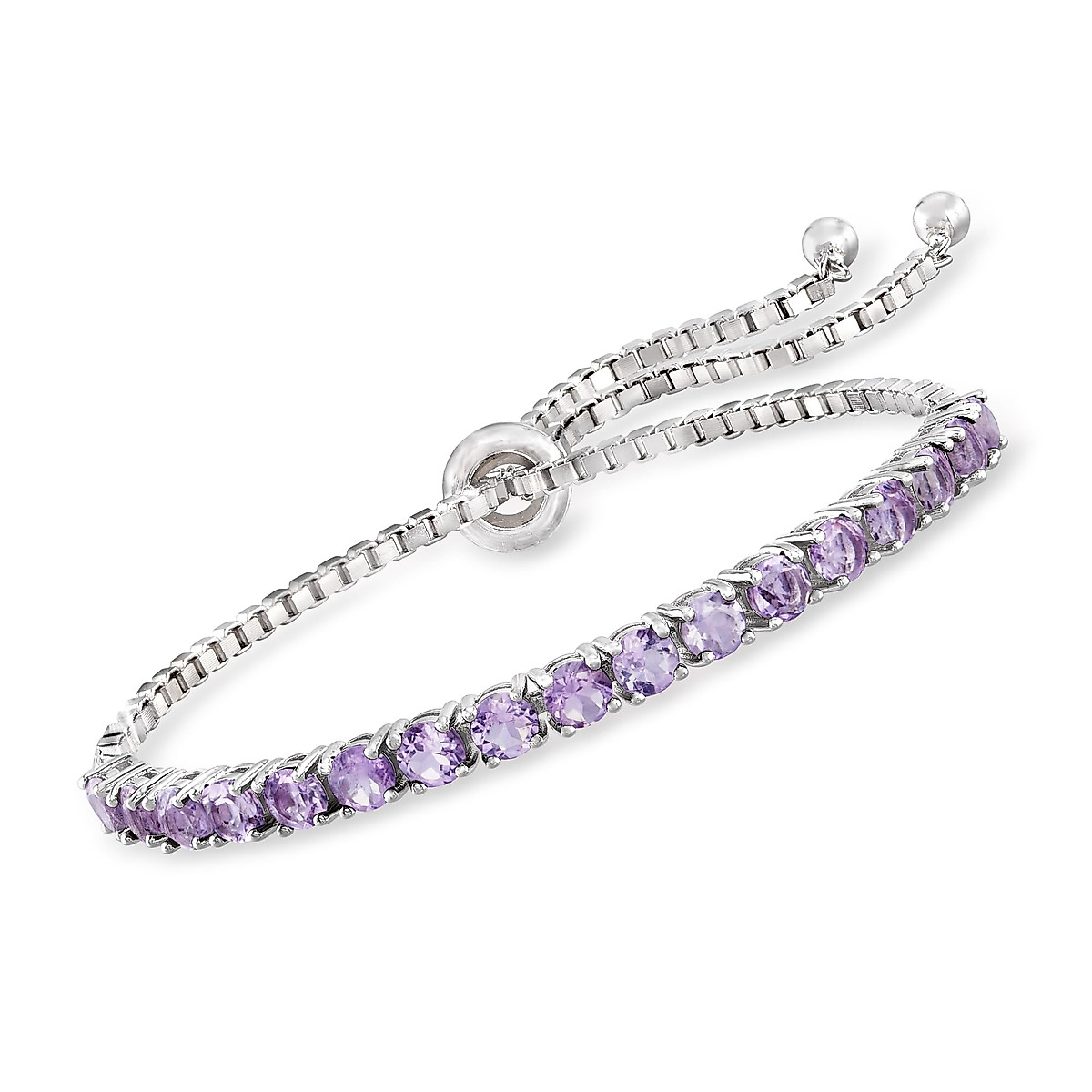 Ross-Simons 4.20 ct. t.w. Amethyst Bolo Bracelet in Sterling Silver