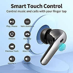 TAGRY Bluetooth Headphones True Wireless Earbuds 60H Playback LED Power Display Earphones with Wireless Charging Case IPX5 Waterproof in-Ear Earbuds with Mic for TV Smart Phone Computer Laptop Sports