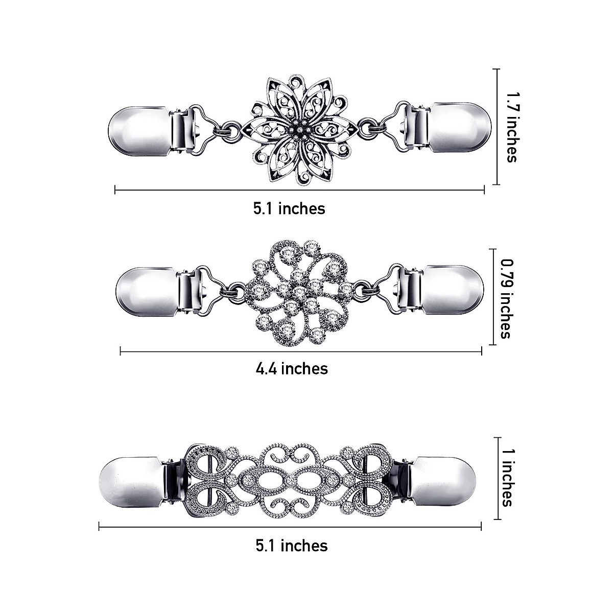 Hicarer 6 Pieces Vintage Shirt Dress Cardigan Clip, Waist Clip for Women, Sweater Shawl Brooch Jacket Clip for Clothing (Vintage Style)