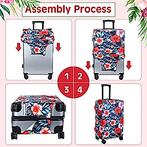 Amylove 3 Pcs Suitcase Covers Protective Washable Suitcase Protector Anti Scratch Luggage Cover Protector for 18-28 Inch Luggage (Floral)