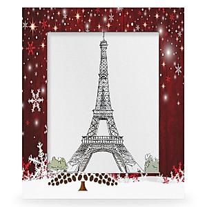 Pardick Christmas Tree 4x6 Picture Frame, Snowflake Red Wooden Photo Frames for Tabletop and Wall Display, Picture Frame Home Office Decor