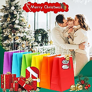 SHOPDAY 36 PCS Party Favor Bags 8x4.25x10.5 Gift Bags with Handles Bulk, Rainbow Kraft Paper Bags Goodie Bags 6 Assorted Colors Birthday Gift Bags Medium Sizes for Kids Wedding Craft Baby Shower Christmas