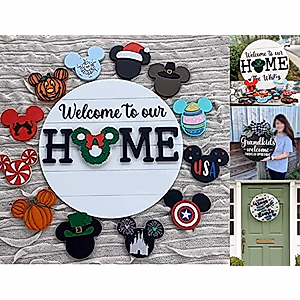 Yealise Door Decoration Welcome Sign Replaceable Festive Funny Cartoon Pattern Seasonal Hanging Ornament