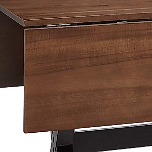 Nathan James Kalos Solid Wood Drop Leaf Folding Kitchen Farmhouse Room or Space Saving Console Desk, Rustic, Dining Table, Walnut/Black