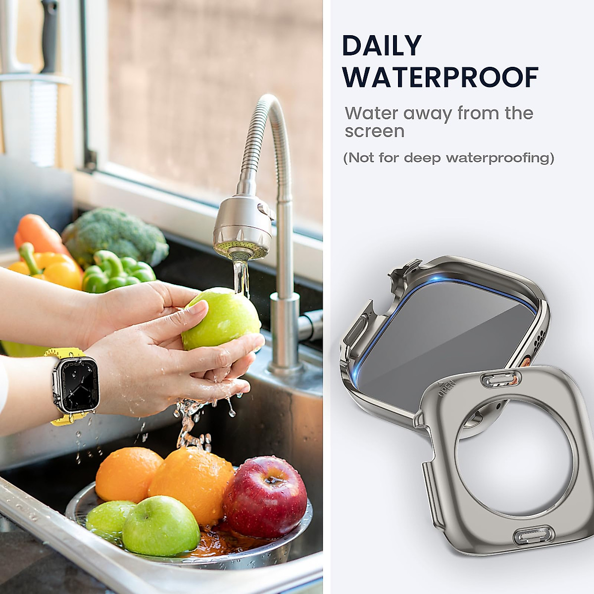 Tensea (2-in-1 for Waterproof Apple Watch Ultra 2/Ultra Screen Protector Case 49mm, iWatch Protective PC Face Cover Built-in Privacy Tempered Glass Film [26° Anti Spy] [360° Full Protection]