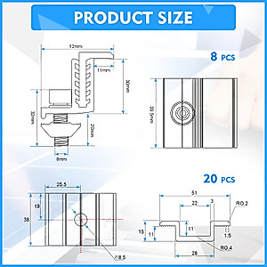 Zhengmy Solar Panel Mid Clamps 1.06 Inch Solar Panel Bracket Aluminum Solar Mid Clam with Solar Mounting Brackets 32-50 mm Panel Clamps Adjustable End Clamps Panel Clamps (28 Pieces)