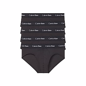 Calvin Klein Men's Cotton Stretch 5-Pack Hip Brief, 5 Black, L