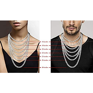 Miabella Solid 925 Sterling Silver Italian 7mm Diamond Cut Cuban Link Curb Chain Necklace for Men Women (Length 22 Inches)